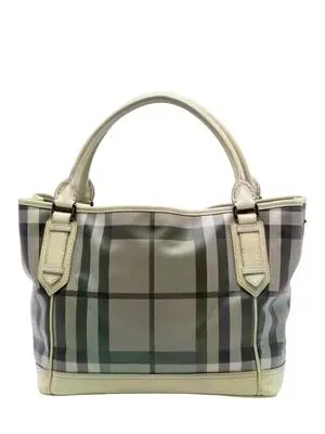 Burberry Smoked Check Coated Canvas Handbag - Brown