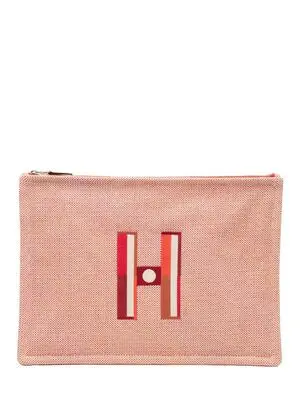 Hermès Large H Canvas Faubourg Corner Case Clutch Bag - Red