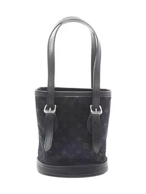 LOUIS VUITTON 2001 Monogram Mini Satin Bucket Bag - Black