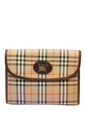 Burberry Haymarket Check Canvas Pouch - Brown