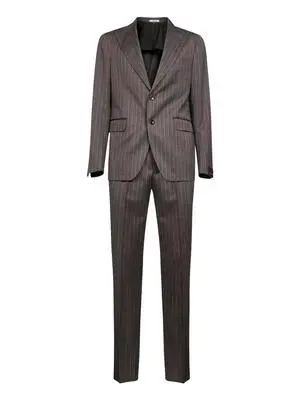 Tagliatore Pinstripe Two-button Suit - Brown
