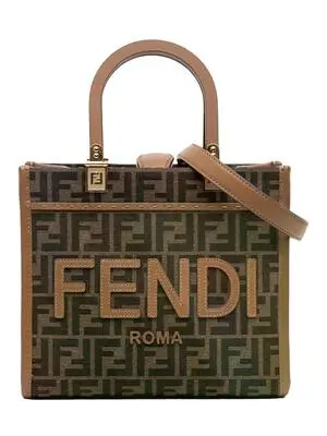 Fendi Zucca Canvas Sunshine Shopper Tote Satchel - Brown