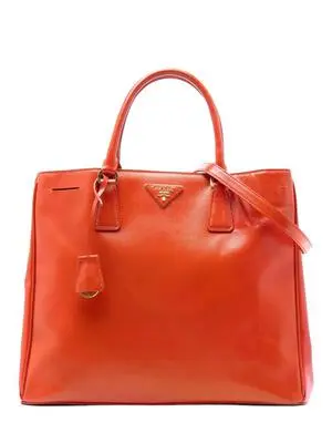 Prada Large Saffiano Vernice Galleria Satchel - Orange