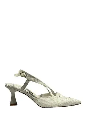 LA ROSE Moritz Pointed-toe Woven Pumps - White