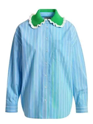 Essentiel Antwerp Striped Shirt With Crochet Collar - Blue