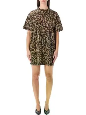 ANINE BING Beth Leopard-print Mini Dress - Brown