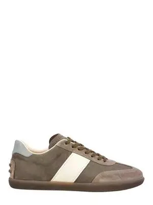 TOD'S Tabs Striped Panelled Sneakers - Brown