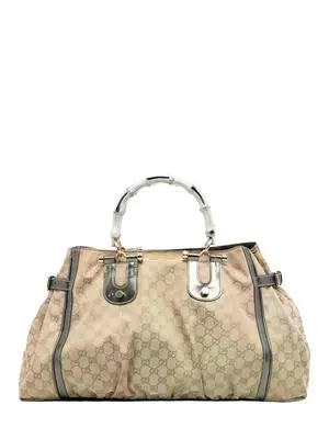 Gucci Gg Canvas Bamboo Dialux Pop Tote Bag - Brown