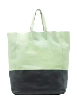 Celine 2013 Bicolor Leather Vertical Cabas Tote Bag - Green