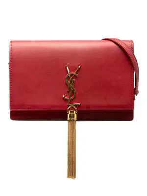Saint Laurent 2017 Monogram Kate Tassel Wallet On Chain - Red