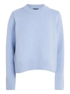 WITH NOTHING UNDERNEATH Wool Devon Sweater Blue