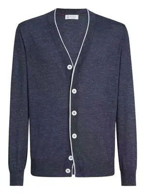 Brunello Cucinelli Button-fastening V-neck Cardigan - Blue