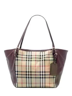Burberry 2000-2017 Haymarket Check Canvas And Leather Canterbury Tote Bag - Red