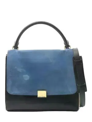 Celine 2000s Trapeze Suede Tote - Blue