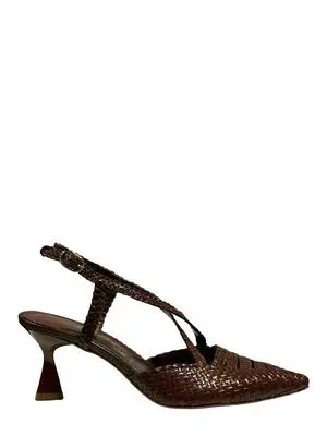 LA ROSE Moritz Woven Slingback Pumps - Brown