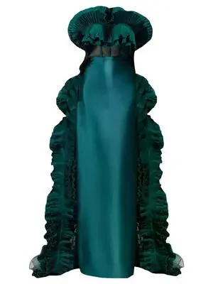 THA SEEN Ruffle-trim Maxi Dress - Green