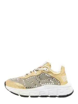 Versace Embellished Lace-up Sneakers - Gold