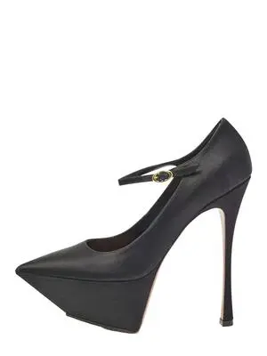 Amina Muaddi 160mm Satin Platform Pumps - Black