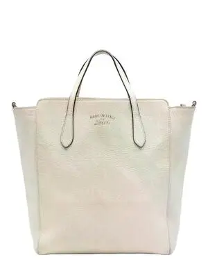 Gucci Leather Swing Convertible Tote Satchel - White