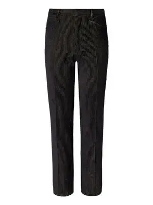 TOM FORD Dyllan Slim-fit Tapered Striped Cotton-blend Velvet Tuxedo Trousers - Black
