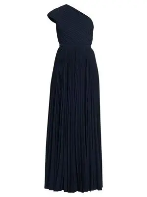 Michael Kors Pleated One-shoulder Gown - Midnight