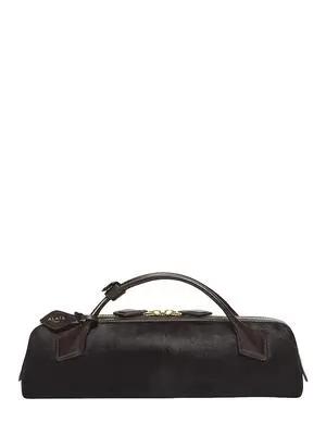 Alaïa Elongated Calf Hair Clutch - Chocolate