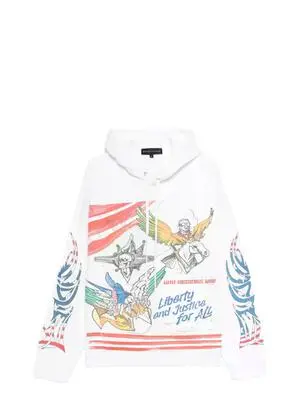 WHO DECIDES WAR BY EV BRAVADO Liberty Graphic-print Hoodie - White