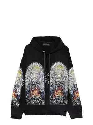 WHO DECIDES WAR BY EV BRAVADO Skull-print Hoodie - Black