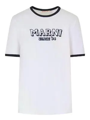 Marni Contrast-trim Crew-neck T-shirt - White