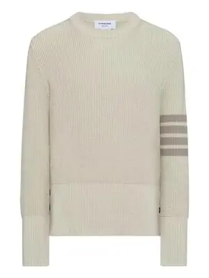 Thom Browne Striped 4-Bar Sweater Neutrals