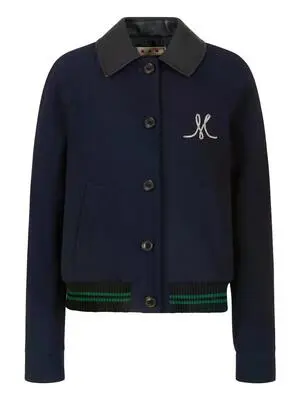 Marni Embroidered-detail Bomber Jacket - Blue