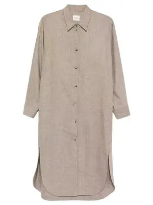 Khaite Gloria Button Long-sleeve Midi Dress - Neutrals