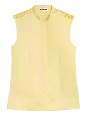 JIL SANDER Ruffled Stand-collar Shirt - Yellow