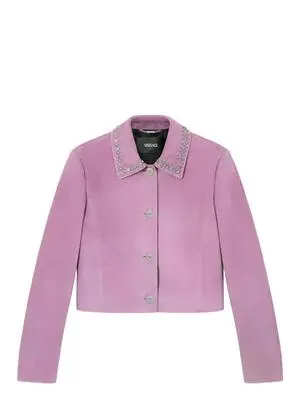 Versace Embellished Suede Jacket - Pink
