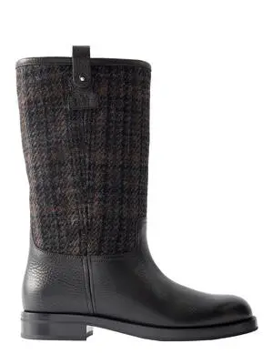 Church's Peyton Tweed And Leather Boots - Black