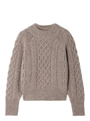 EMILIA WICKSTEAD Emory Cropped Cable-knit Wool-blend Sweater - Neutrals