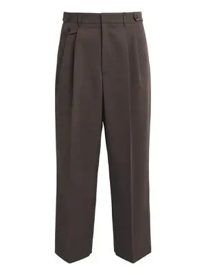 LE17SEPTEMBRE Cotton-blend Pleated Straight Trousers - Brown