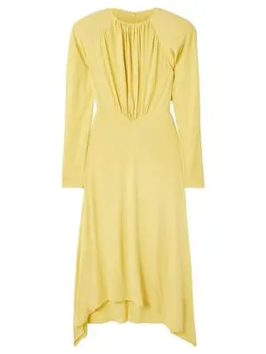 Stella McCartney Asymmetric Draped Crepe Midi Dress - Yellow