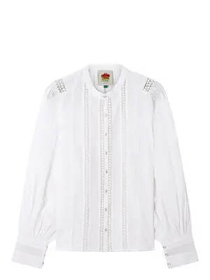 Farm Rio Lace-trimmed Cotton Blouse - Off-white