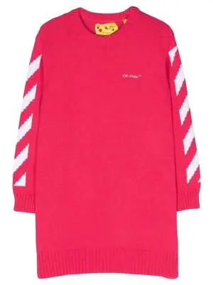 Off-White Rubber Arrow Knit Dress - Fuchsia