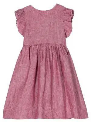 IL GUFO Short Sleeve Linen Dress - Multicolour