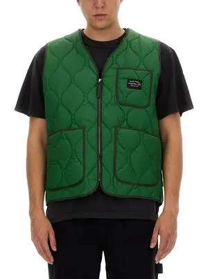 AWAKE NY Quilted Vest With Logo - Green