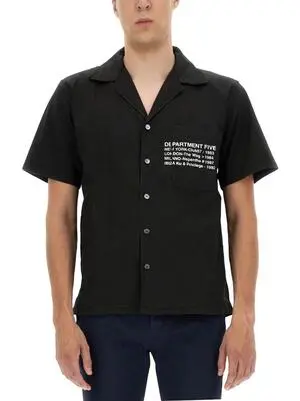 DEPARTMENT 5 Hawaiian Shirt With Logo Print - Black