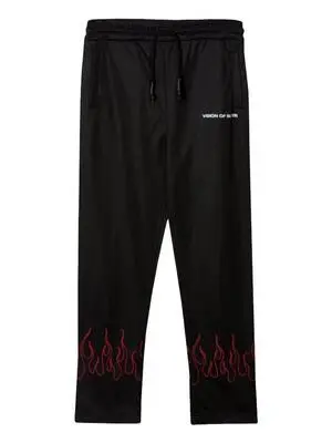 VISION OF SUPER Embroidered Flame Trousers - Black