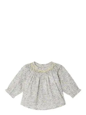 Bonpoint Smocked Blouse Grey