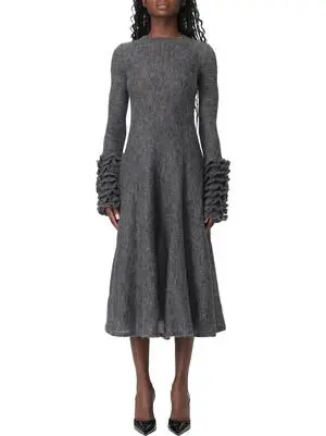 Alaïa Ruffled Sleeve Midi Dress - Grey