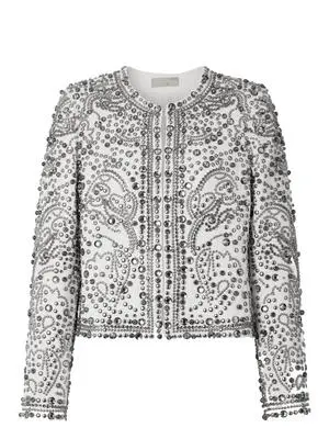 Elie Saab Studded And Crystal-embellished Cady Jacket - White