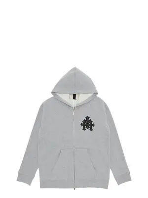 Chrome Hearts Paper Jam Triple Leather Cross Zip Up Hoodie - Grey