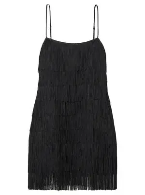 Olivia Von Halle Lola Fringed Silk-crepe Mini Dress - Black