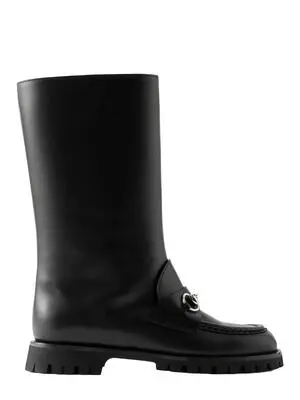 Gucci Horsebit-embellished Leather Boots - Black